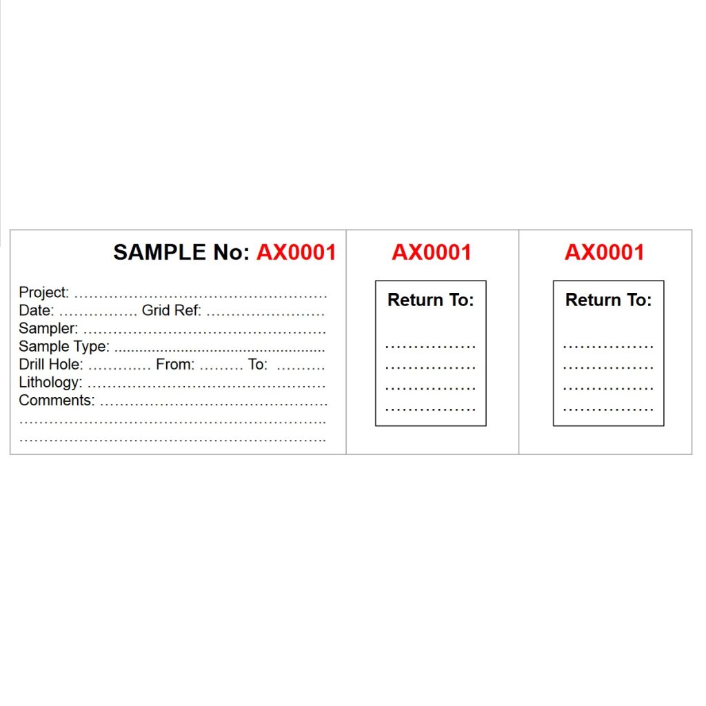 Geological Sample Ticket Book - Double Counterfoil