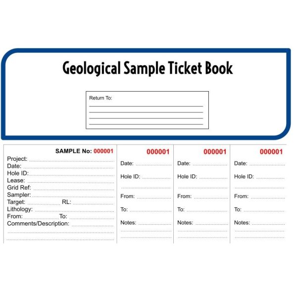 Custom Printed Geological Sample Ticket Books