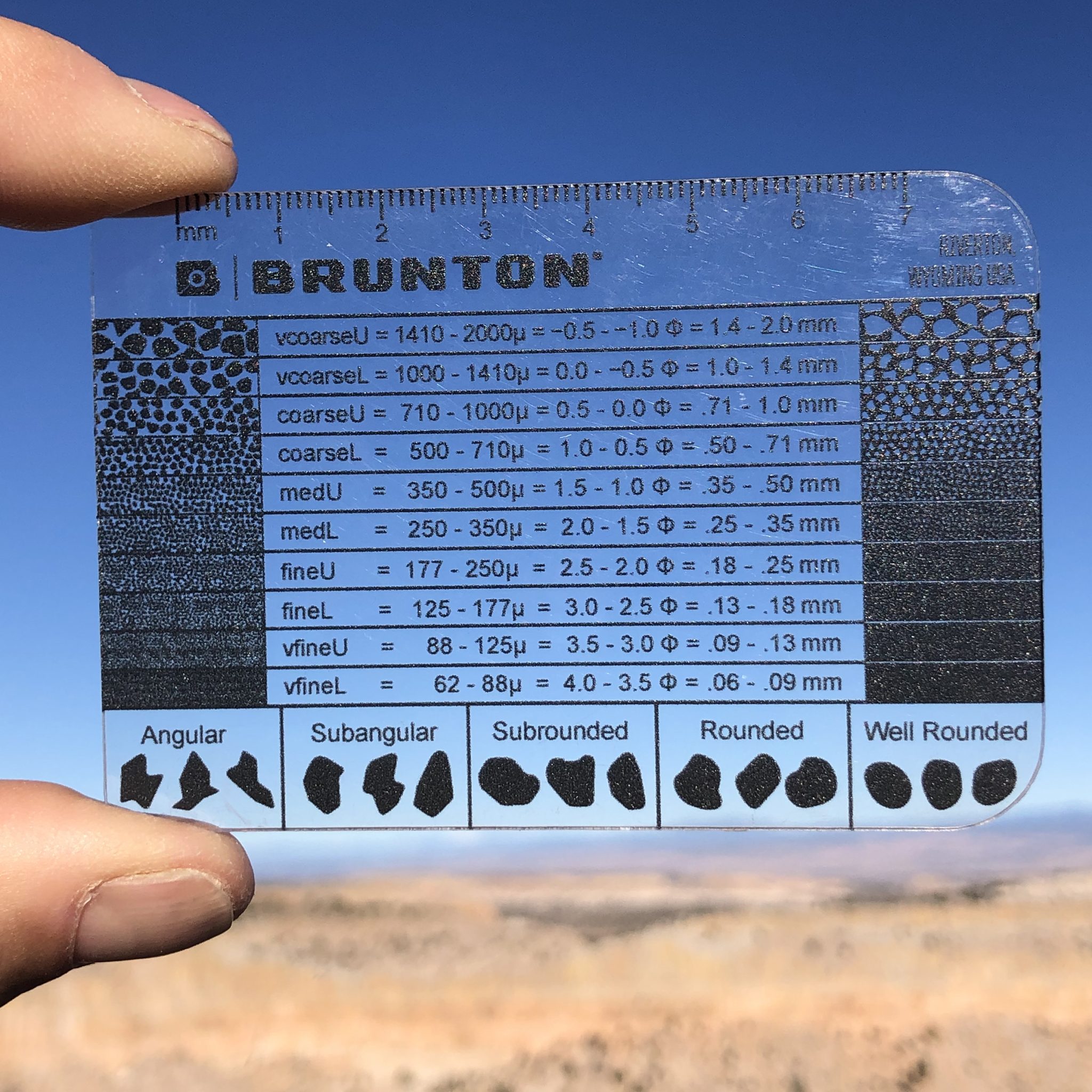 Brunton Grain Size Card - Geological Supplies